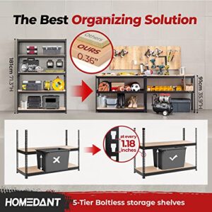 HOMEDANT Z-beam 5 Tier Laminated Heavy Duty Garage Storage Adjustable Wide Size Metal Shelving Unit Utility Rack Shelves Organization Multipurpose Shelf Shed Warehouse 47.7"W x 18.2"D x 71.3"H 1Pack