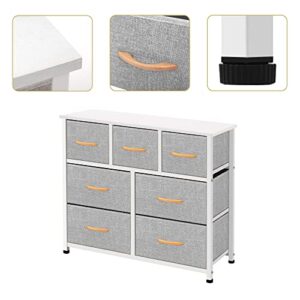 AZL1 Life Concept Storage Organizer 7-Drawer Closet Shelves, Sturdy Steel Frame Wood Top with Easy Pull Fabric Bins for Clothing, Light Grey