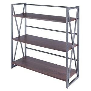 winsome wood isa 3-tier shelf, graphite and walnut