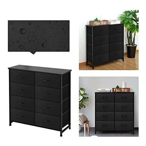 AZL1 Life Concept Storage Dresser Furniture Unit-Tall Standing Organizer for Bedroom, Office, Living Room, and Closet-8 Slim Drawer Removable Fabric Bins, Black - 8