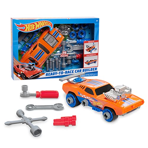 Hot Wheels Ready-to-Race Car Builder Set Rodger Dodger, 29-piece Pretend Play Vehicle Set, Kids Toys for Ages 3 Up, Gifts and Presents by Just Play