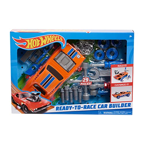 Hot Wheels Ready-to-Race Car Builder Set Rodger Dodger, 29-piece Pretend Play Vehicle Set, Kids Toys for Ages 3 Up, Gifts and Presents by Just Play