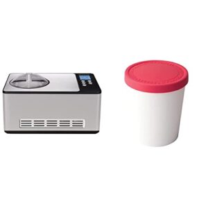 whynter icm-200ls automatic ice cream maker 2 quart capacity stainless steel & tovolo tight-fitting, stack-friendly, sweet treat ice cream tub - raspberry