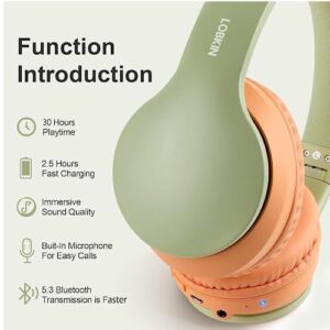 LOBKIN Wireless Bluetooth Headphones, Over-Ear Headphones with Built-in HD Mic,40H Playtime, Foldable Wireless and Wired Stereo Headphones for Gym/PC/Home