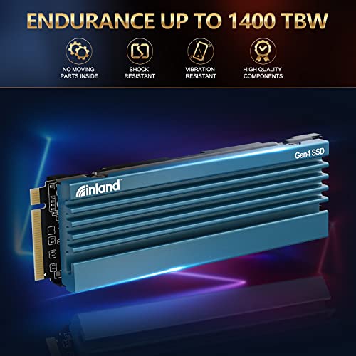 INLAND 2TB Gaming Performance Plus NVMe Internal Gaming SSD Solid State Drive with Heatsink Optimized for PS5 - Gen4 PCIe, M.2 2280, DRAM Cache, 176-Layer TLC 3D NAND Flash, Up to 7000MB/s