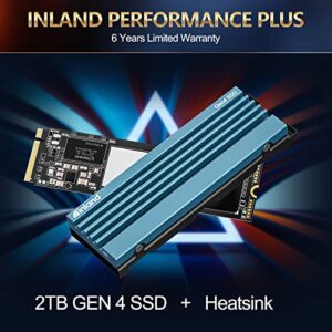 INLAND 2TB Gaming Performance Plus NVMe Internal Gaming SSD Solid State Drive with Heatsink Optimized for PS5 - Gen4 PCIe, M.2 2280, DRAM Cache, 176-Layer TLC 3D NAND Flash, Up to 7000MB/s