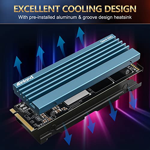 INLAND 2TB Gaming Performance Plus NVMe Internal Gaming SSD Solid State Drive with Heatsink Optimized for PS5 - Gen4 PCIe, M.2 2280, DRAM Cache, 176-Layer TLC 3D NAND Flash, Up to 7000MB/s