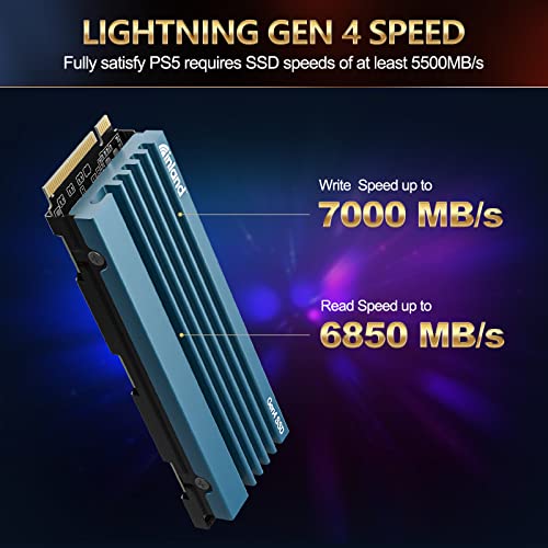 INLAND 2TB Gaming Performance Plus NVMe Internal Gaming SSD Solid State Drive with Heatsink Optimized for PS5 - Gen4 PCIe, M.2 2280, DRAM Cache, 176-Layer TLC 3D NAND Flash, Up to 7000MB/s