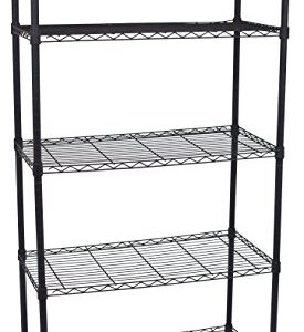 BIRDROCK HOME 5-Tier Wire Shelving, Flat Black, Heavy Duty Shelf, Wide Adjustable Rack Unit, Kitchen Storage