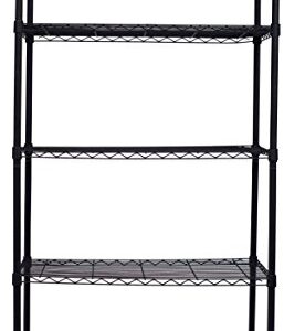 BIRDROCK HOME 5-Tier Wire Shelving, Flat Black, Heavy Duty Shelf, Wide Adjustable Rack Unit, Kitchen Storage