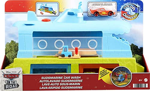 Disney and Pixar Cars Toys, Submarine Car Wash Playset with Color-Change Lightning McQueen Toy Car, Water Play