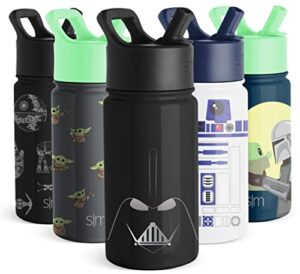 simple modern star wars darth vader kids water bottle with straw lid | insulated stainless steel reusable tumbler gifts for school, toddlers, boys | summit collection | 14oz, darth vader