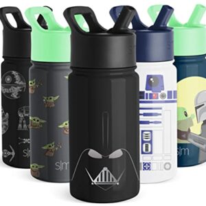 Simple Modern Star Wars Darth Vader Kids Water Bottle with Straw Lid | Insulated Stainless Steel Reusable Tumbler Gifts for School, Toddlers, Boys | Summit Collection | 14oz, Darth Vader