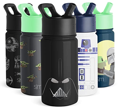 Simple Modern Star Wars Darth Vader Kids Water Bottle with Straw Lid | Insulated Stainless Steel Reusable Tumbler Gifts for School, Toddlers, Boys | Summit Collection | 14oz, Darth Vader