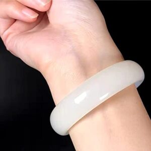 White Jade Bangle Bracelet for Women Retro Chinese Style Natural Jade Gemstone Jewelry Gifts for Mom (Color : 62mm)