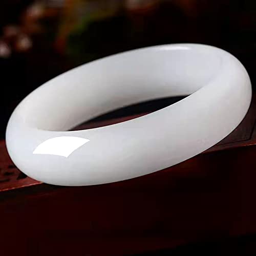 White Jade Bangle Bracelet for Women Retro Chinese Style Natural Jade Gemstone Jewelry Gifts for Mom (Color : 62mm)