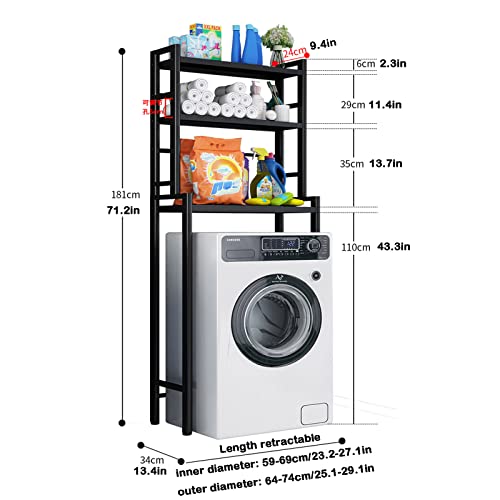 Articles for daily use Adjustable Bathroom Organizer Above Washer Dryer Storage Shelf, Over The Washing Machine Space Saving Rack, Laundry Room Balcony Shelving Units, 69X60X177cm