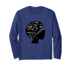 zeta blue phi beta afro tgif sorority t-shirt women long sleeve t-shirt