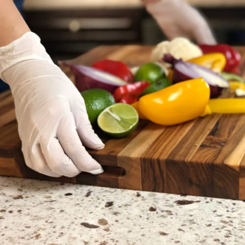 Extra Large Teak Wood Cutting Board, [Edge Grain, 20"L x 15"W x 1.5"T] Juice Groove, Reversible, Hand Grips by Shumaru California