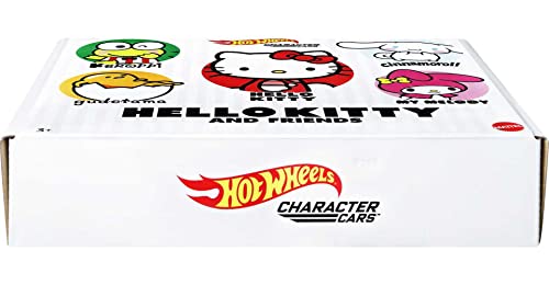 Hot Wheels Sanrio Character Car 5-Pack, Toy Cars in 1:64 Scale: Hello Kitty, Keroppi, Gudetama, Cinnamaroll & My Melody