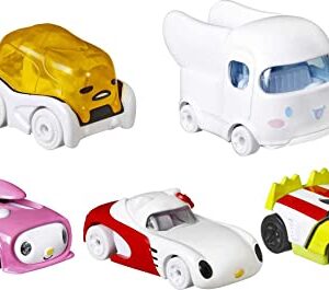 Hot Wheels Sanrio Character Car 5-Pack, Toy Cars in 1:64 Scale: Hello Kitty, Keroppi, Gudetama, Cinnamaroll & My Melody