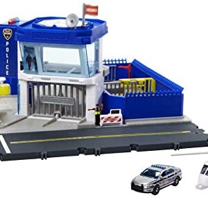 Matchbox Action Drivers Police Station Dispatch Playset with 1 Helicopter & 1 Ford Police Car, with Lights & Sounds