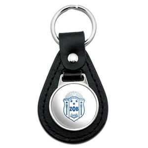 black leather zeta phi beta sorority logo keychain