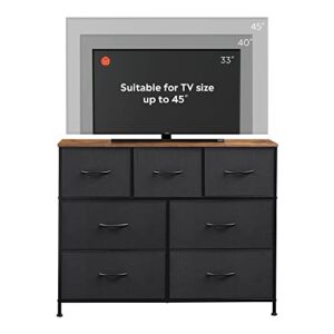 WLIVE 2-Drawer Nightstand and 7-Drawer Dresser Set, Fabric Storage Tower for Bedroom, Hallway, Nursery, Closets, Tall Chest Organizer Unit with Textured Print Fabric Bins, Steel Frame