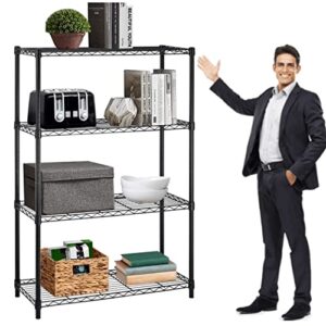 yiqiedey storage shelves 4 tier shelving unit with feet nsf heavy duty height adjustable large metal shelves for storage commercial grade steel utility layer shelf 1000 lbs capacity-14x36x54 (black)