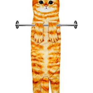 Infaccial Funny Cat Hand Towels for Bathroom Kitchen-Cute Hanging Cat Towel Decorative Animal Washcloths Face Towels Cat Decor-Funny Cat Gifts for Cat Lovers/House Warming Gifts for Women(Orange Cat)