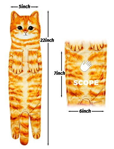 Infaccial Funny Cat Hand Towels for Bathroom Kitchen-Cute Hanging Cat Towel Decorative Animal Washcloths Face Towels Cat Decor-Funny Cat Gifts for Cat Lovers/House Warming Gifts for Women(Orange Cat)