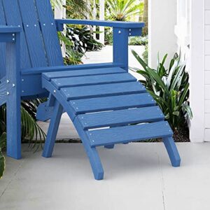 lue bona folding adirondack ottoman, poly lumber adirondack chair ottoman, outdoor footstool footrest weather resistant, patio ottoman for adirondack chairs, porch, backyard, garden, navy blue…