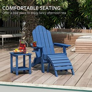 LUE BONA Folding Adirondack Ottoman, Poly Lumber Adirondack Chair Ottoman, Outdoor Footstool Footrest Weather Resistant, Patio Ottoman for Adirondack Chairs, Porch, Backyard, Garden, Navy Blue…