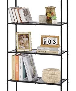 Tajsoon 5-Tier Storage Rack, Metal Shelving Unit Storage Shelves, Multipurpose Shelf Display Rack for Living Room, Kitchen, Bathroom, Balcony, Americano/Black