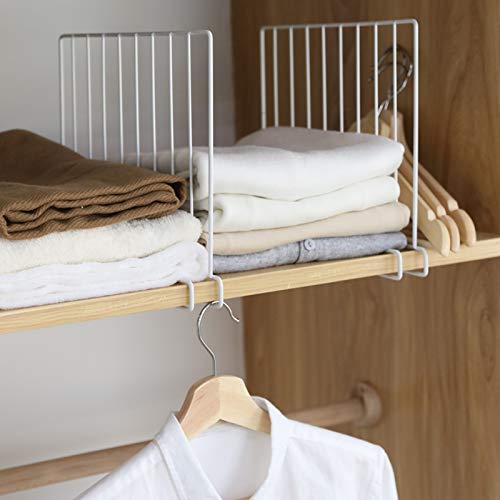 Closet Shelf Dividers for Wooden Shelves, Kosiehouse Shelving Organizer Shelves Separator for Purse Clothes Sweater Storage in Closet, Wardrobe, Kitchen Cabinets, Bookshelf-8 Pack