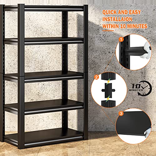 Raybee Garage Shelving Heavy Duty Load 2050LBS, Garage Storage Shelves Heavy Duty Shelving, Adjustable 5-Tier Metal Shelving Unit, Garage Shelves for Storage Shelving, Commercial Basement Storage Rack