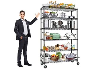 haiput wam garage storage shelves for storage,organizer metal wire shelving unit, 5/6 tier steel storage racks,750lbs rust-proof adjustable shelves (black, 2100lbs 6 tier)