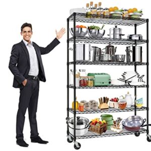 Haiput Wam Garage Storage Shelves for Storage,Organizer Metal Wire Shelving Unit, 5/6 Tier Steel Storage Racks,750Lbs Rust-Proof Adjustable Shelves (Black, 2100Lbs 6 Tier)