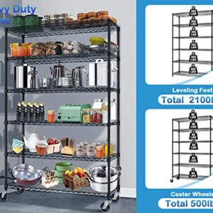 Haiput Wam Garage Storage Shelves for Storage,Organizer Metal Wire Shelving Unit, 5/6 Tier Steel Storage Racks,750Lbs Rust-Proof Adjustable Shelves (Black, 2100Lbs 6 Tier)