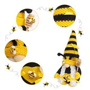 CRCZK Bumble Bee Gnome Plush - Mr and Mrs Honeybee Spring Gnomes Plushie Ornaments -Scandinavian Tomte Elf World Bee Day Decor, Swedish Dwarf Figurine Table Shelf Tiered Tray Decorations bee gnome