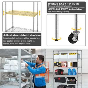 Storage Rack with Wheels, NSF Certification Shelving Unit Heavy Duty 6000 Lb Capacity 6 Tier Metal Shelf on Casters 48" L×18" W×78" H for Restaurant Garage Pantry Kitchen Movable Wire Rack, Chrome