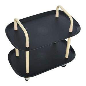 Main + Mesa Modern Plastic and Metal 2-Tier Trolley, Black and Sand