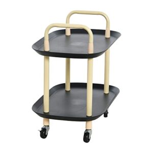 Main + Mesa Modern Plastic and Metal 2-Tier Trolley, Black and Sand