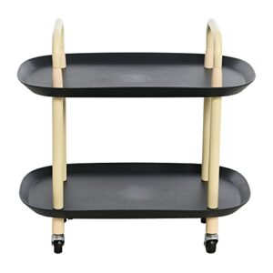 Main + Mesa Modern Plastic and Metal 2-Tier Trolley, Black and Sand