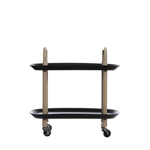 Main + Mesa Modern Plastic and Metal 2-Tier Trolley, Black and Sand