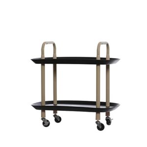 Main + Mesa Modern Plastic and Metal 2-Tier Trolley, Black and Sand