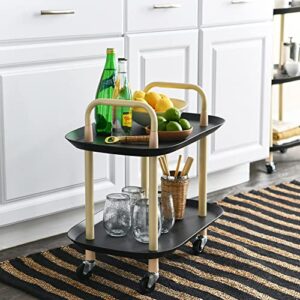 Main + Mesa Modern Plastic and Metal 2-Tier Trolley, Black and Sand