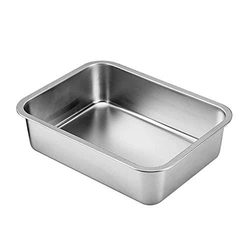 CHIHUOBANG Stainless Steel Cat Litter Pan Never Absorbs Odor No Residue Build Up Rust Resistant Easy Cleaning Litter Box 4" High Rabbit Litter Box Large