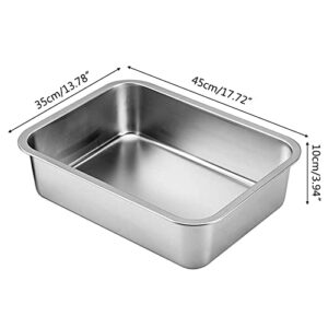 CHIHUOBANG Stainless Steel Cat Litter Pan Never Absorbs Odor No Residue Build Up Rust Resistant Easy Cleaning Litter Box 4" High Rabbit Litter Box Large