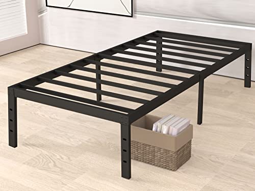 Goltriever Twin XL Bed Frames, 18 Inch High Heavy Duty Metal Frame, 2500Lbs Non-Slip Steel Slats Support Bed Frame with Storage, No Box Spring Needed, Easy Assembly, Black